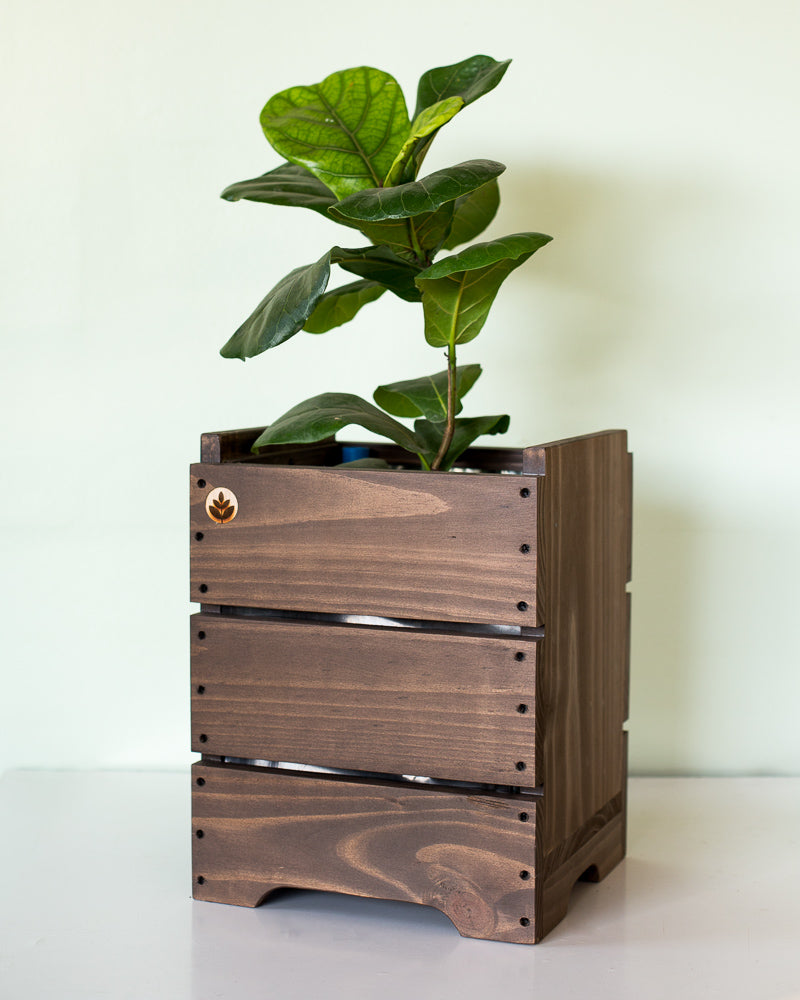 Macetero de Madera Kinm Motri 30 cm— Arte Cultivos